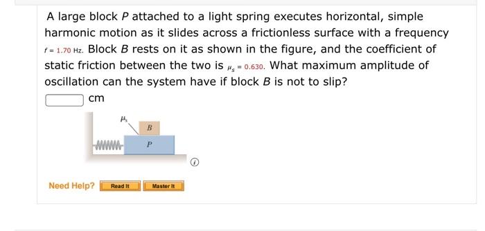 Solved A large block P attached to a light spring executes | Chegg.com