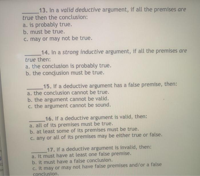 Solved Some of the following arguments are deductive, and | Chegg.com
