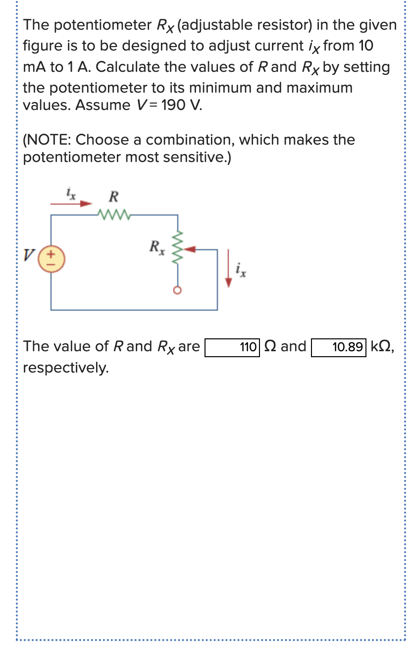 Solved The potentiometer Rx (adjustable resistor) ﻿in the | Chegg.com