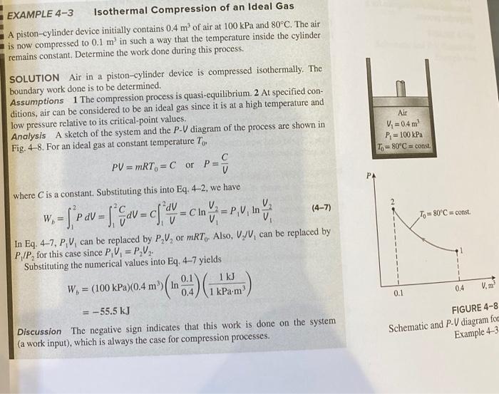 Solved EXAMPLE 4-3 Isothermal Compression of an Ideal Gas A | Chegg.com