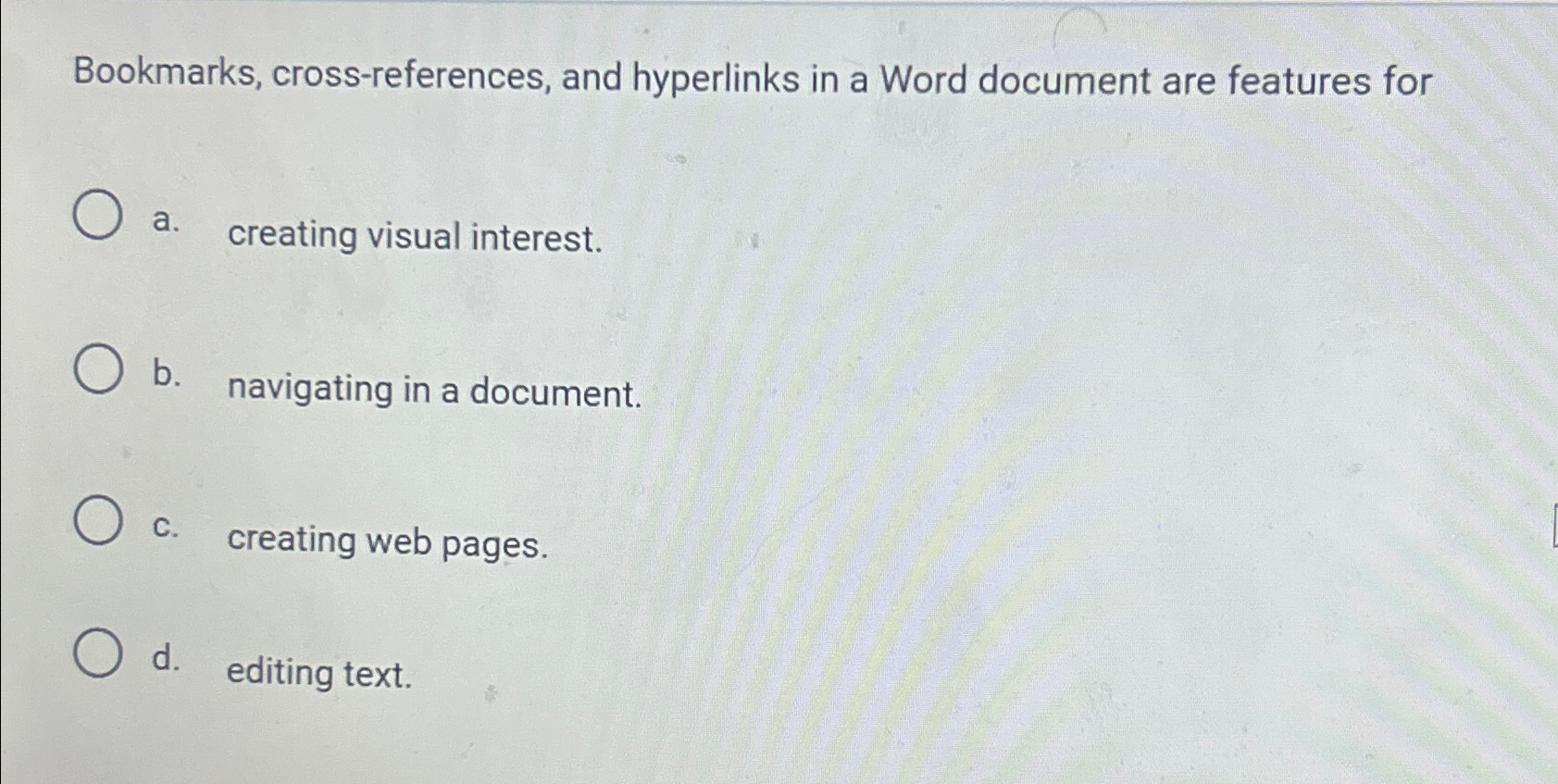 Solved Bookmarks, cross-references, and hyperlinks in a Word | Chegg.com Solved Bookmarks, cross-references, and hyperlinks in a Word | Chegg.com