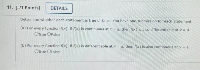 Solved Determine Whether Each Statement Is True Or False