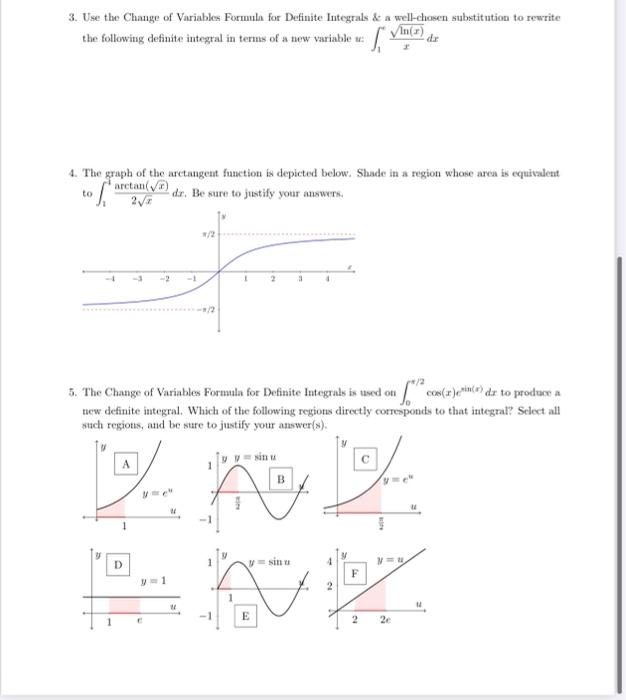 Solved 3. Use the Change of Variables Formula for Definite | Chegg.com