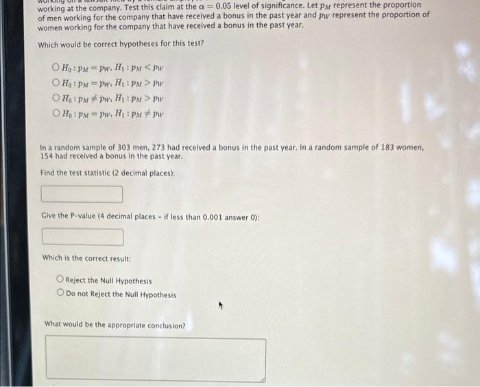 Solved working at the company. Test this claim at the α=0.05 | Chegg.com