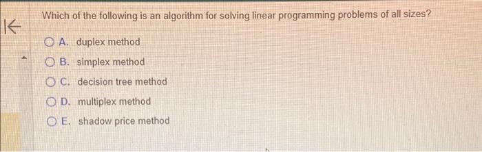 Solved K Which Of The Following Is An Algorithm For Solving