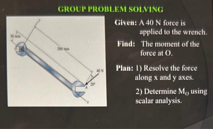 Solved GROUP PROBLEM SOLVING 200 mm 20 40 N Given: A 40 N | Chegg.com