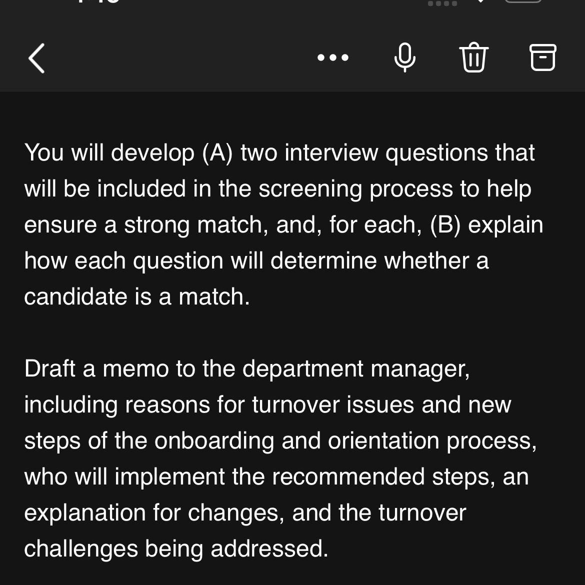 Solved You will develop (A) ﻿two interview questions that | Chegg.com