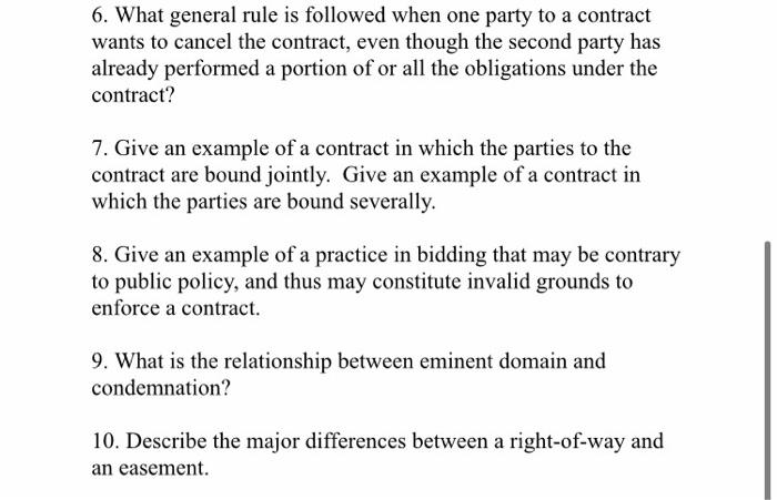 Solved 6. What general rule is followed when one party to a | Chegg.com