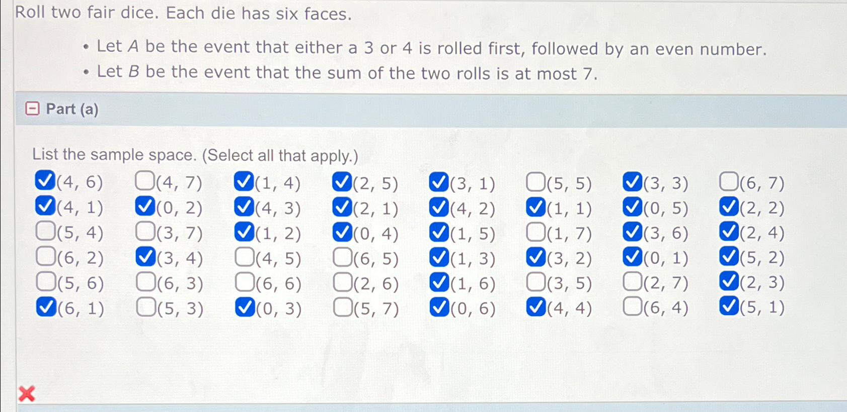 Solved Roll two fair dice. Each die has six faces.Let A ﻿be | Chegg.com