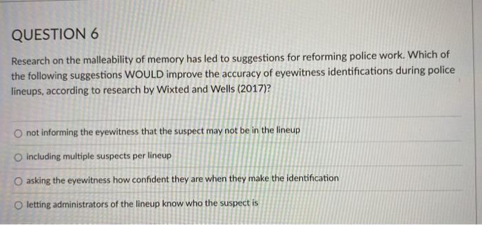 Solved Research on the malleability of memory has led to | Chegg.com
