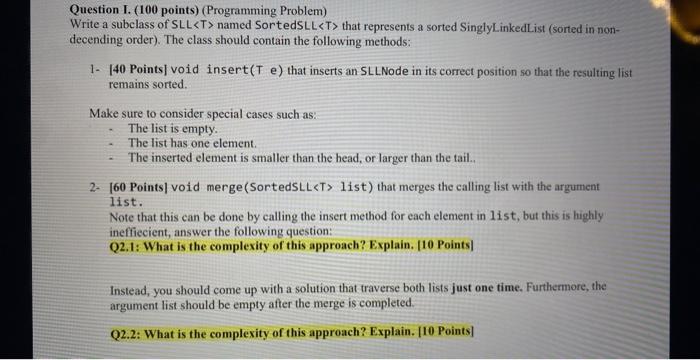 Solved Question I. (100 points) (Programming Problem) Write | Chegg.com
