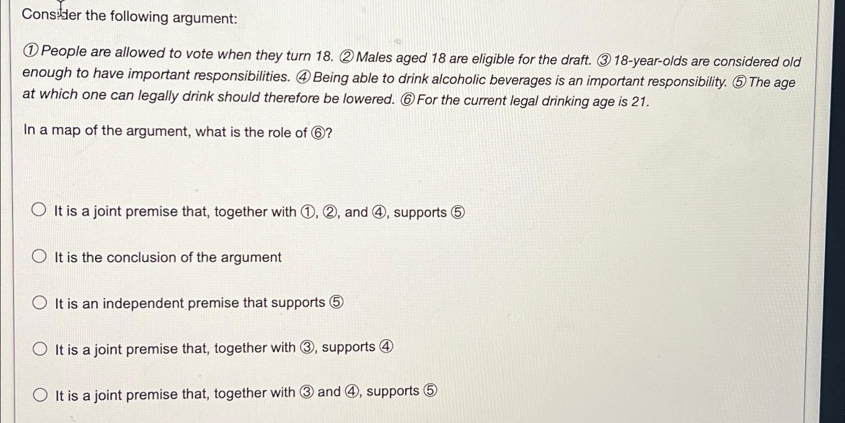 Solved Consister the following argument:(1) ﻿People are | Chegg.com