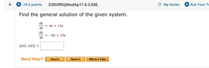 Solved Find the general solution of the given system. | Chegg.com