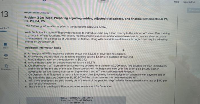Solved Problem 3-3A (Algo) Preparing adjusting entries, | Chegg.com
