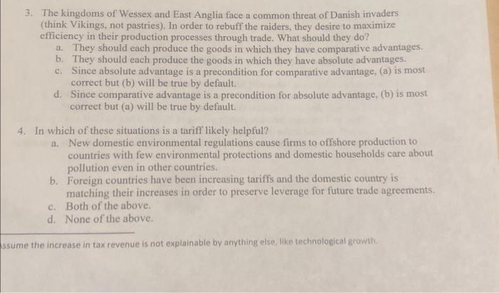 Solved 3. The kingdoms of Wessex and East Anglia face a | Chegg.com