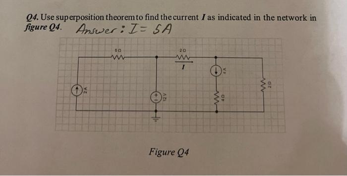 Solved Q4. Use superposition theorem to find the current I | Chegg.com