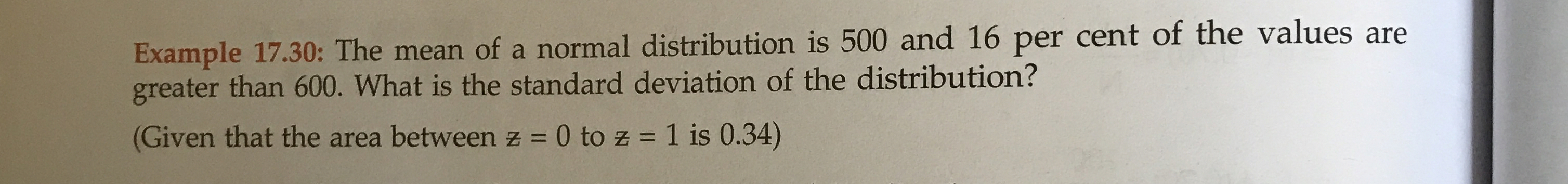 Solved Example 17.30: The mean of a normal distribution is | Chegg.com