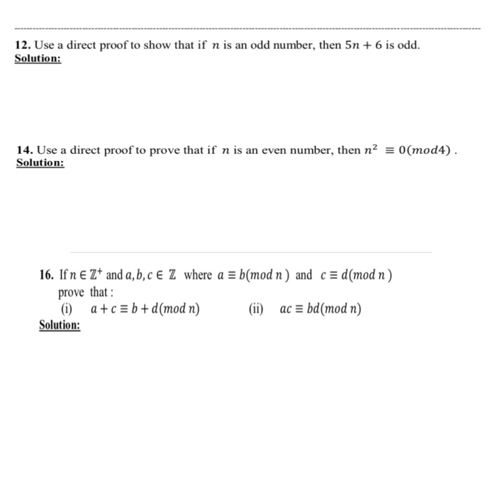 Solved 12. Use a direct proof to show that if n is an odd | Chegg.com