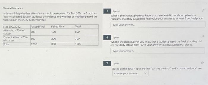 Solved Class attendance In determinint whether attendance | Chegg.com