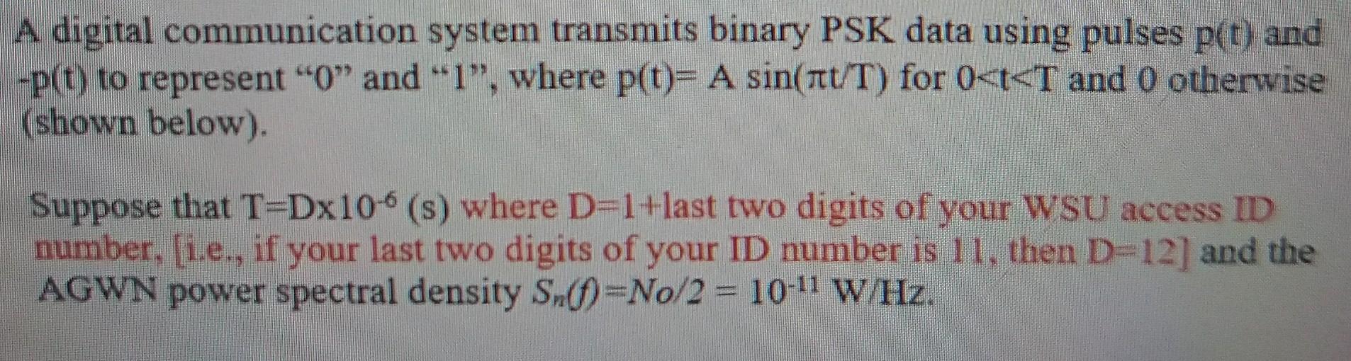 Solved A digital communication system transmits binary PSK | Chegg.com