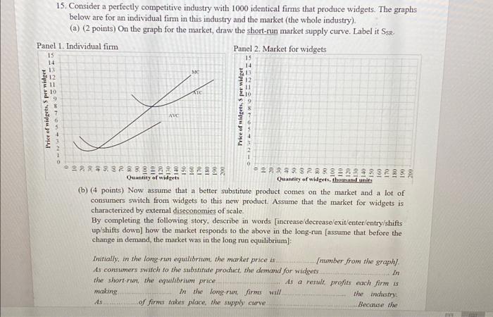 Solved 15. Consider a perfectly competitive industry with | Chegg.com