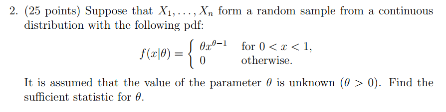 Solved (25 ﻿points) ﻿Suppose that x1,dots,xn ﻿form a random | Chegg.com