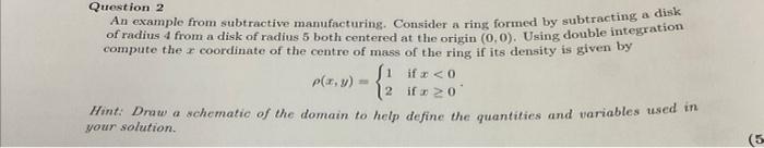 Solved An example from subtractive manufacturing. Consider a | Chegg.com