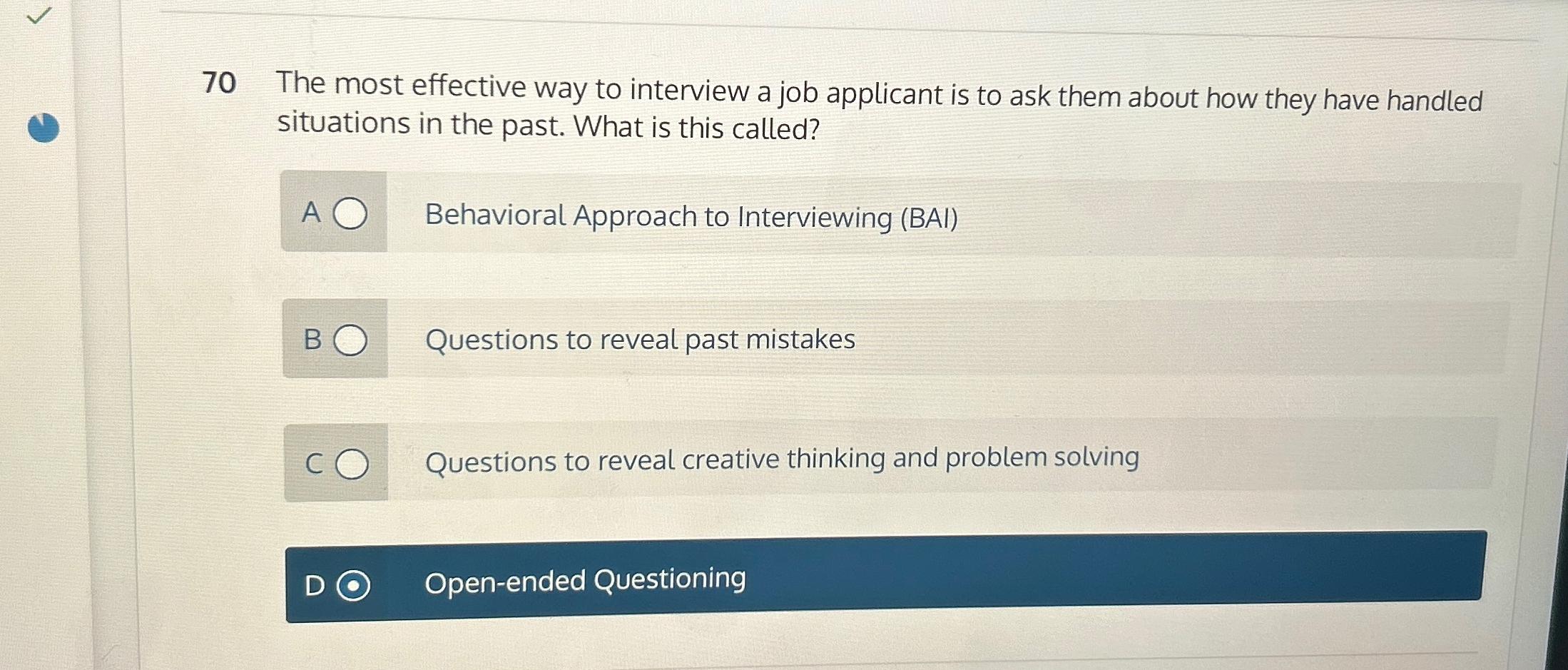 Solved 70 ﻿The most effective way to interview a job | Chegg.com