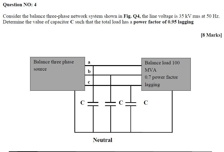 Solved Question NO: 4 Consider the balance three-phase | Chegg.com