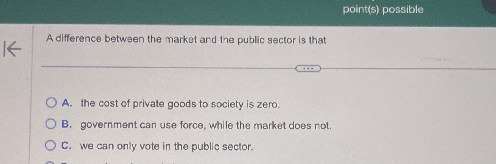 Solved point(s) ﻿possibleA difference between the market and | Chegg.com