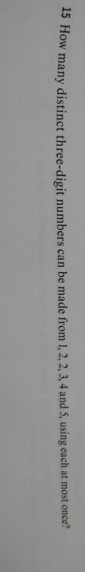 Solved 15 ﻿How many distinct three-digit numbers can be made | Chegg.com