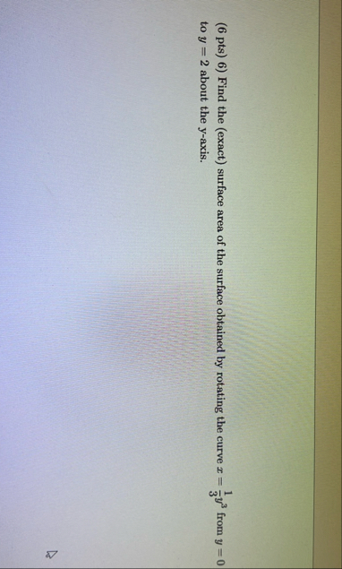 Solved (6 ﻿pts) 6) ﻿Find the (exact) ﻿surface area of the | Chegg.com