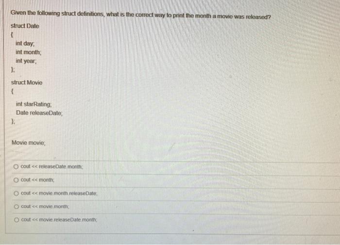 Solved Given The Following Struct Definitions What Is The
