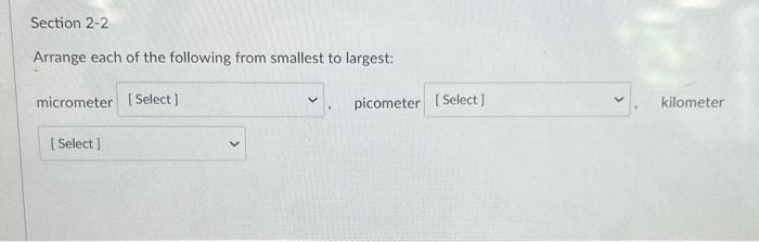 Solved Arrange each of the following from smallest to | Chegg.com