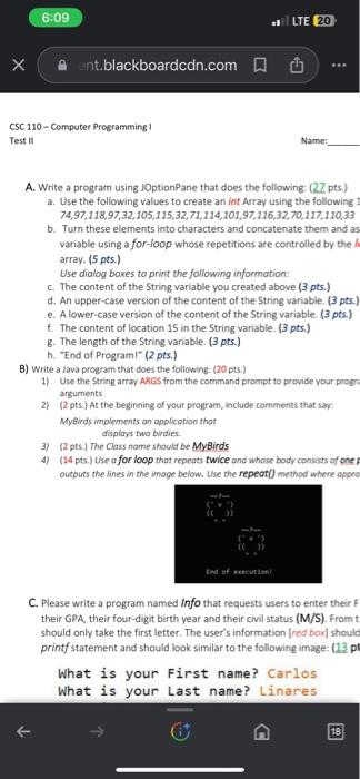 A. Write a program using JOptionPane that does the | Chegg.com