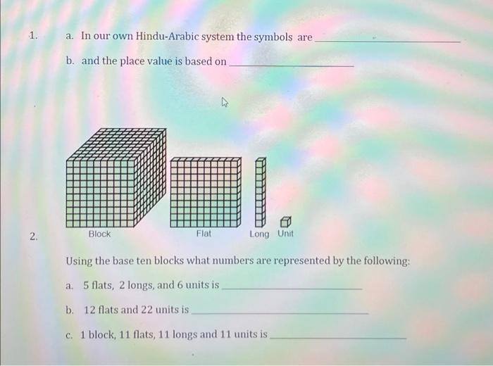 Solved 1. a. In our own Hindu-Arabic system the symbols are | Chegg.com
