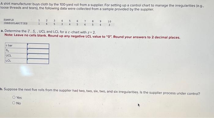 Solved A shirt manufacturer buys cloth by the 100 -yard roll | Chegg.com