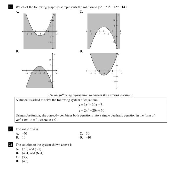 Solved 19 Which of the following graphs best represents the | Chegg.com
