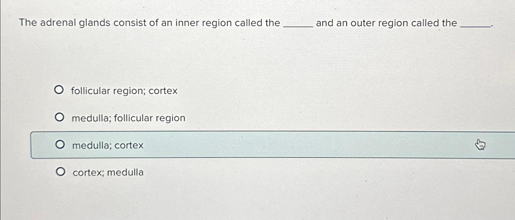 Solved The adrenal glands consist of an inner region called | Chegg.com