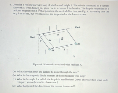 Solved Consider a rectangular wire loop of width a and heigh | Chegg.com