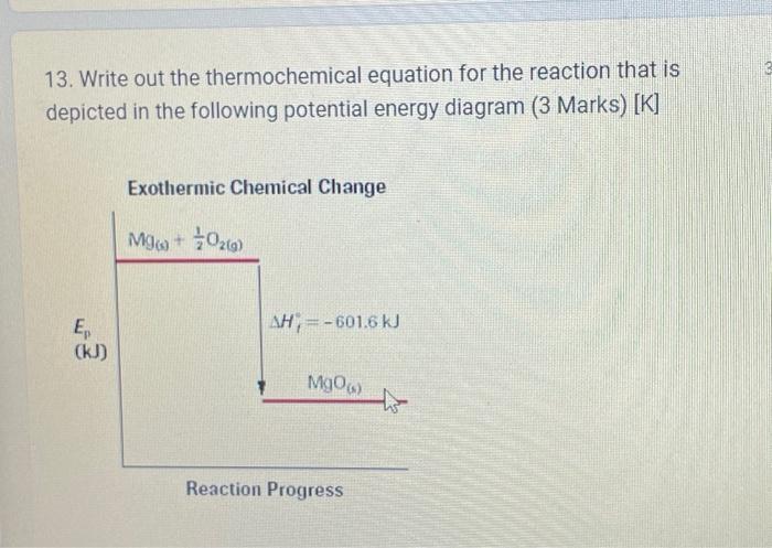 Solved 13. Write out the thermochemical equation for the | Chegg.com