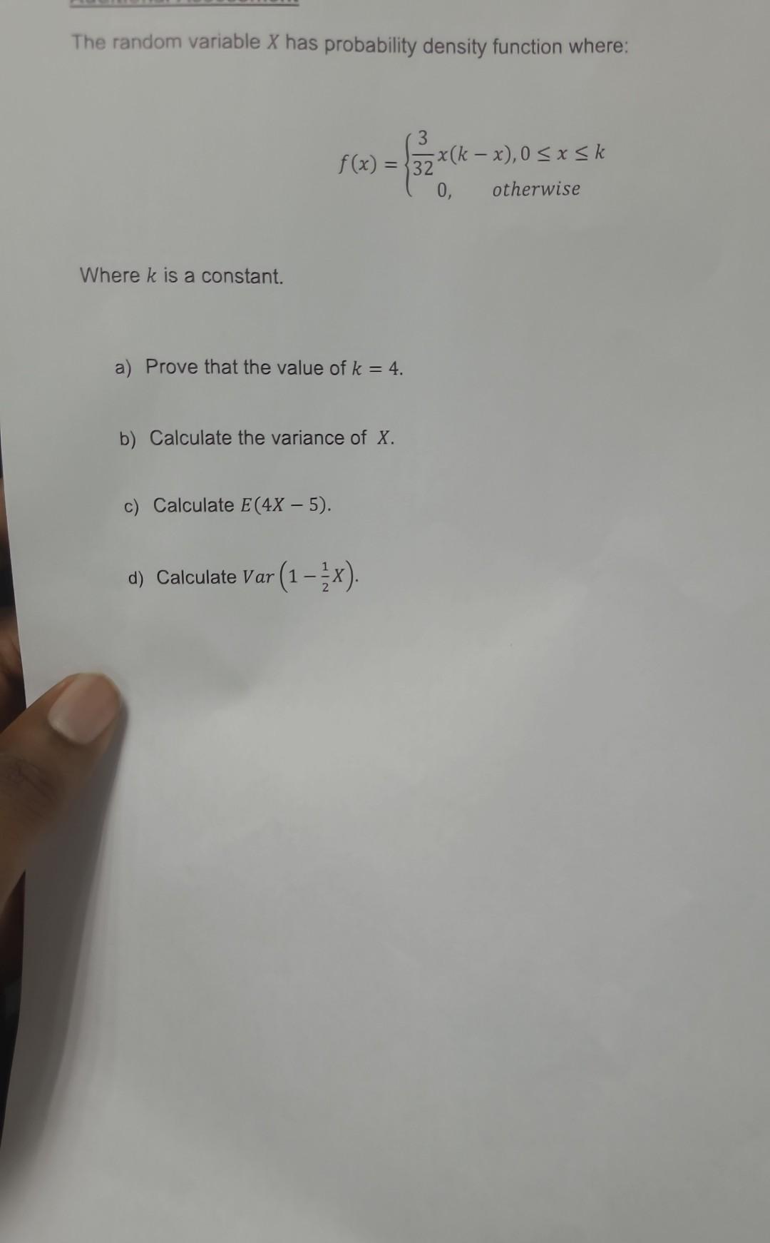 Solved The random variable X has probability density | Chegg.com