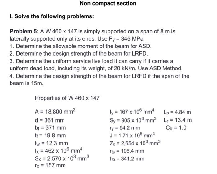 Solved Non compact section I. Solve the following problems: | Chegg.com