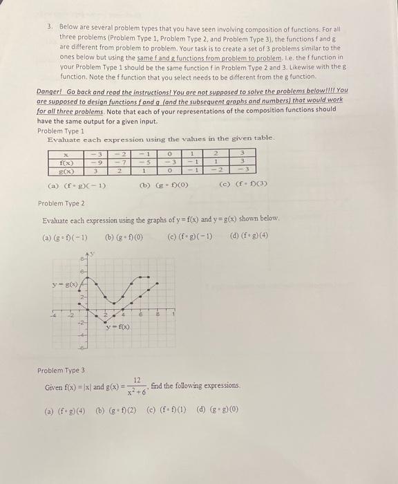 Solved 3. Below are several problem types that you have seen | Chegg.com