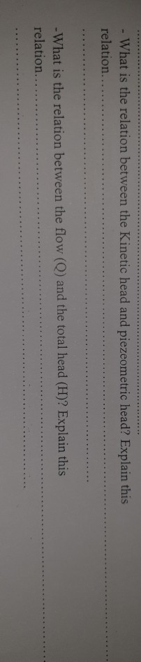 Solved - What is the relation between the Kinetic head and | Chegg.com