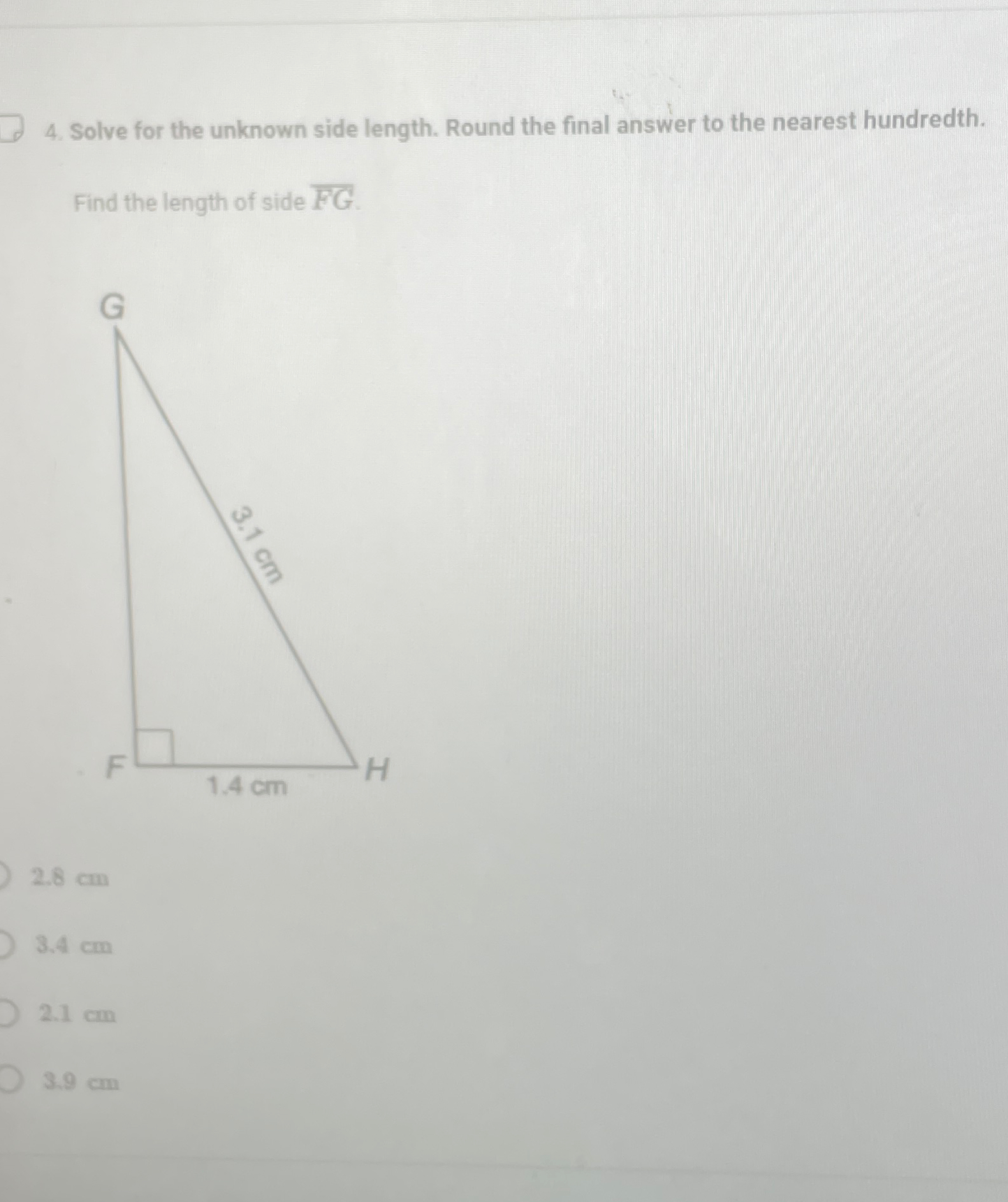 Solved Solve for the unknown side length. Round the final | Chegg.com