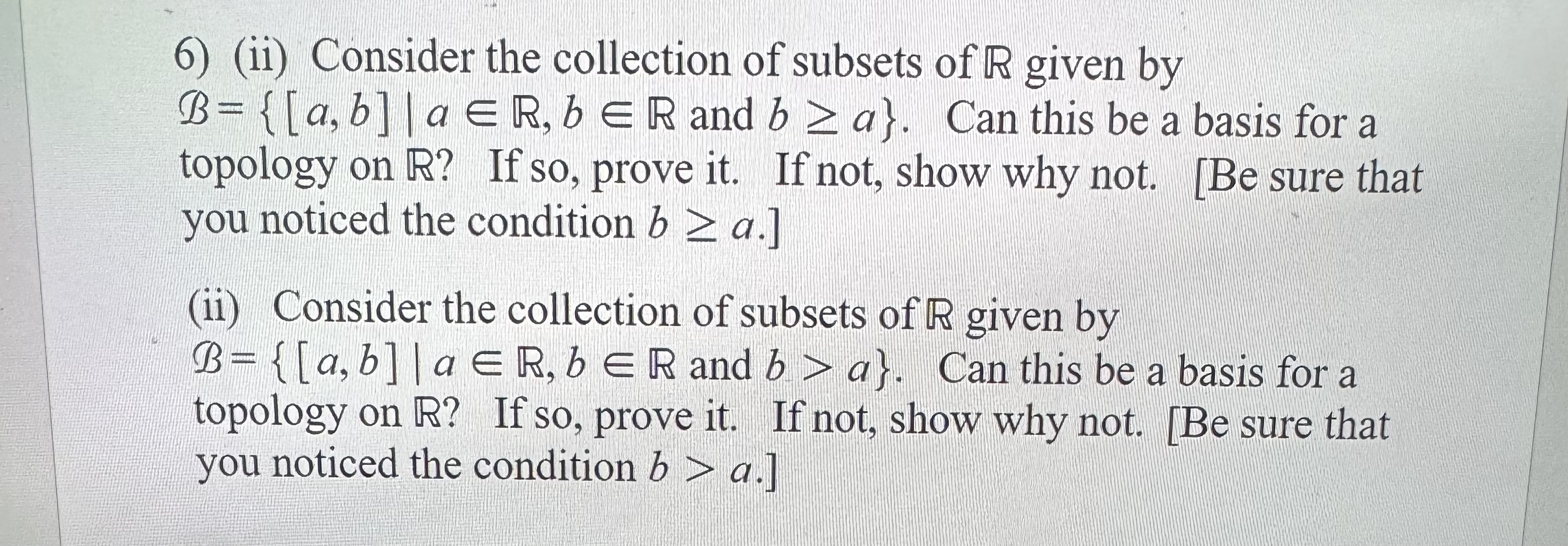 Solved (ii) ﻿Consider the collection of subsets of R ﻿given | Chegg.com