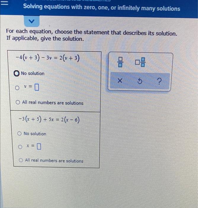 Solved Solving equations with zero, one, or infinitely many | Chegg.com