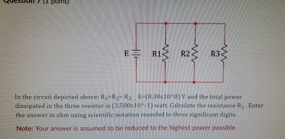 Solved point) E = R1 R2 R3 In the circuit depicted above: | Chegg.com