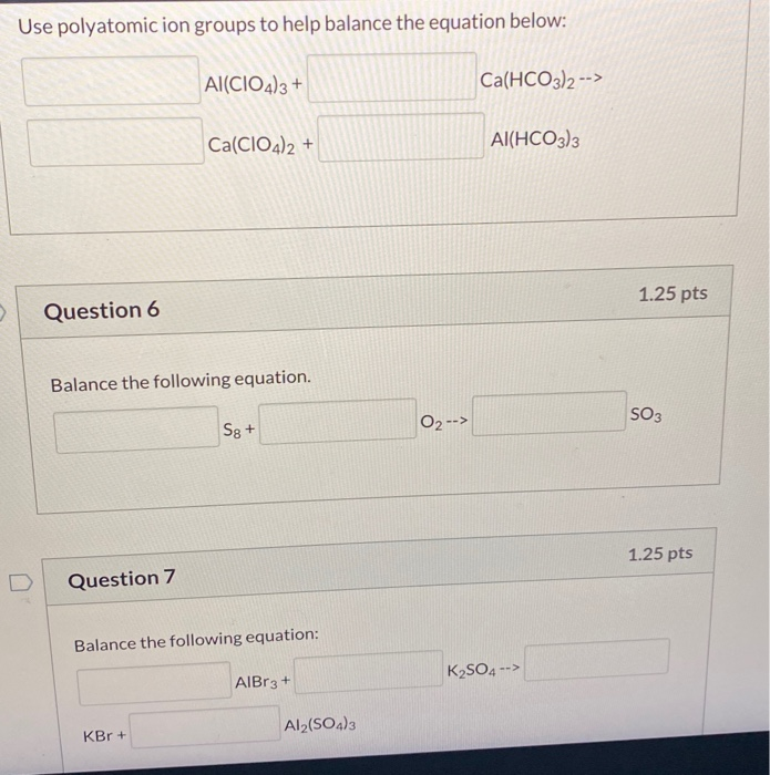 Solved Use polyatomic ion groups to help balance the | Chegg.com